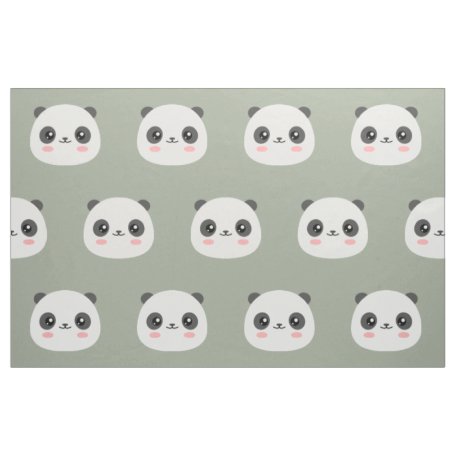 Adorable Kids Kawaii Panda Bear Face Pink Fabric | Zazzle