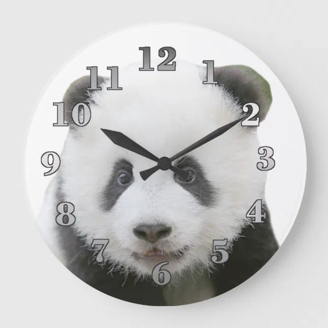 Panda Face Large Clock | Zazzle