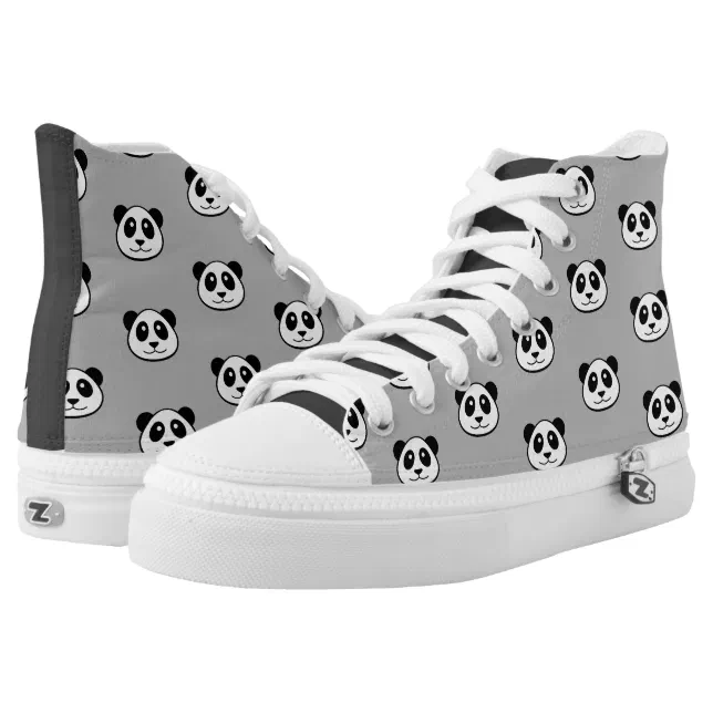 Panda Face Pattern High-Top Sneakers | Zazzle