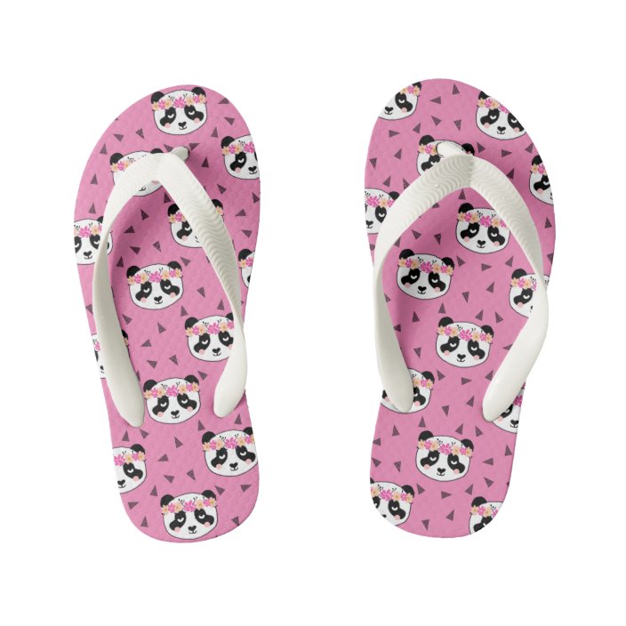 Panda Flowers Flips Flops - Cute girly flowers Kid's Flip Flops ...
