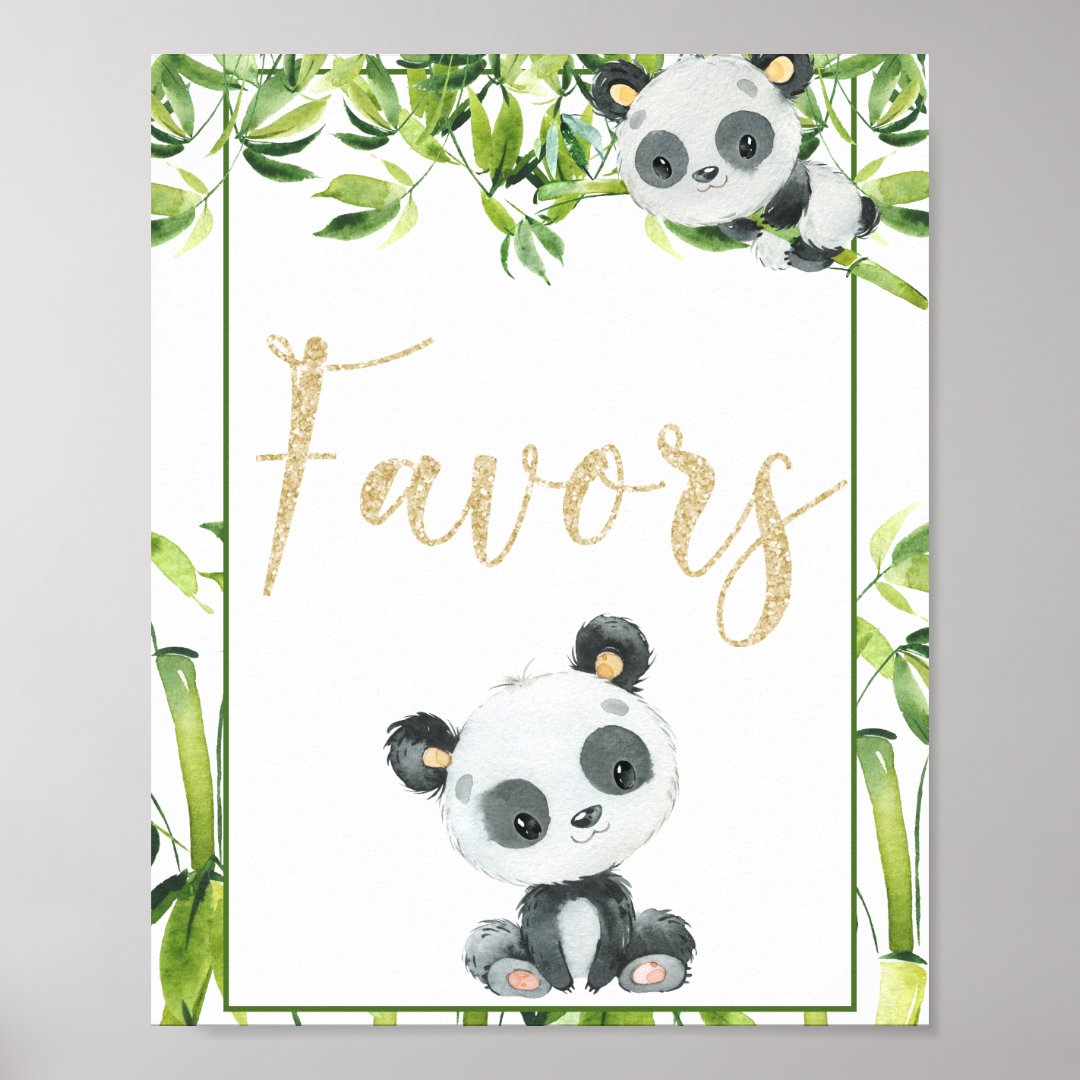 Panda Gender Neutral Baby Shower Birthday Favors Poster | Zazzle