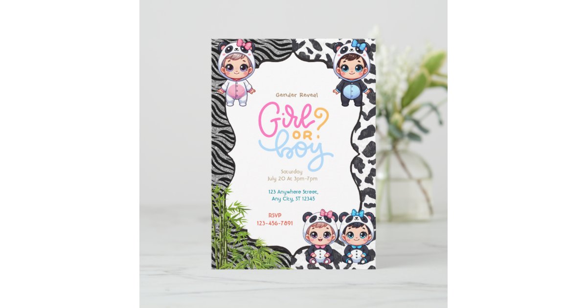 Panda Gender Reveal Invitation | Zazzle