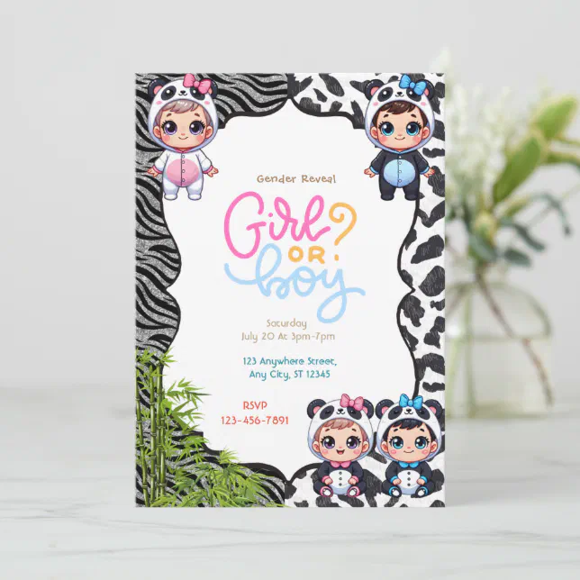 Panda Gender Reveal Invitation | Zazzle