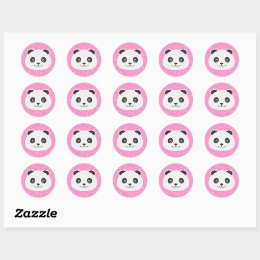 Panda Glitter Classic Round Sticker | Zazzle