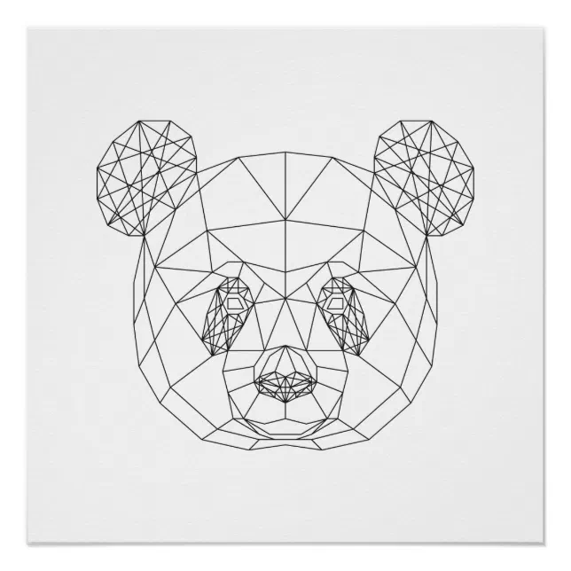 Panda Head Geometric Black White Modern Art Print | Zazzle