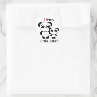 Panda - I love my little sister - sticker | Zazzle