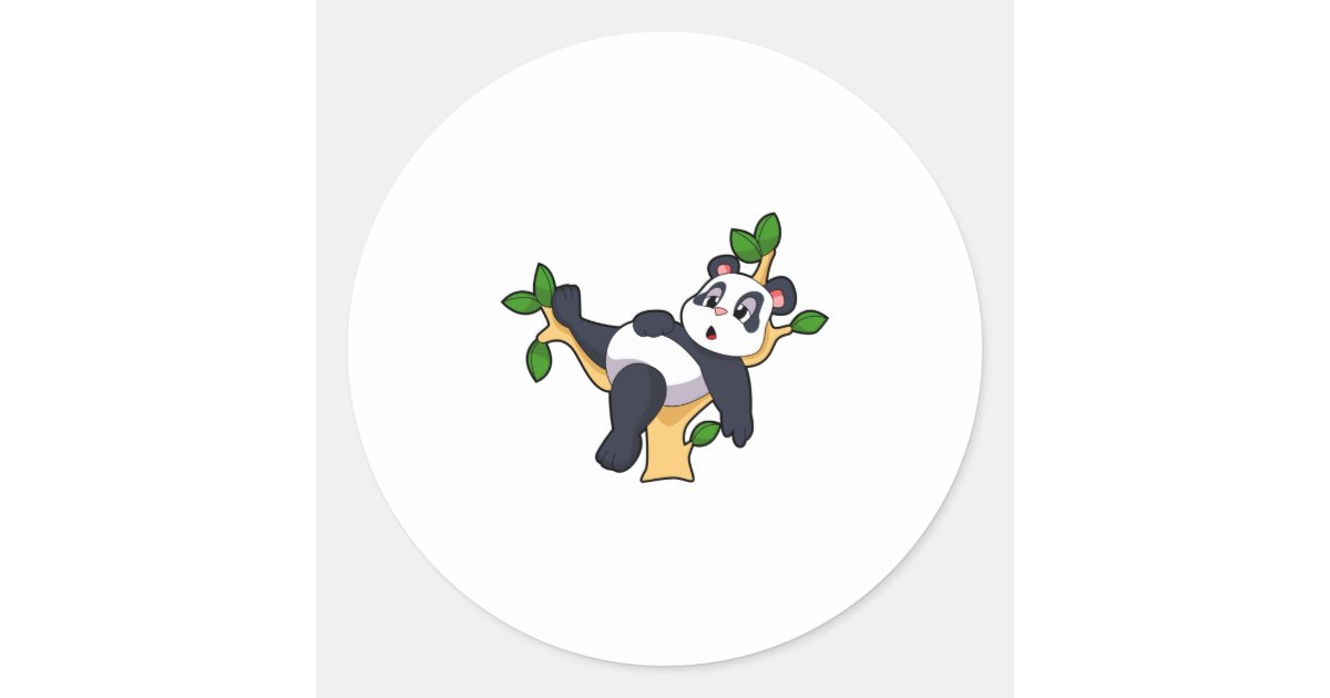 Panda on Tree Classic Round Sticker | Zazzle