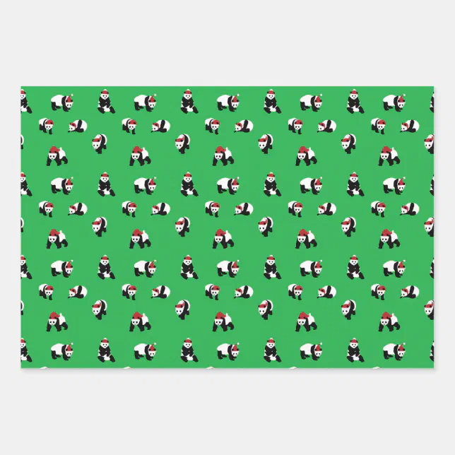 Panda Panda Panda Santa Claus Christmas Bear Wrapping Paper Sheets | Zazzle