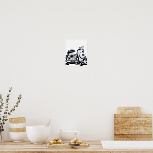 Panda patrol officer clothe police car nap poster | Zazzle