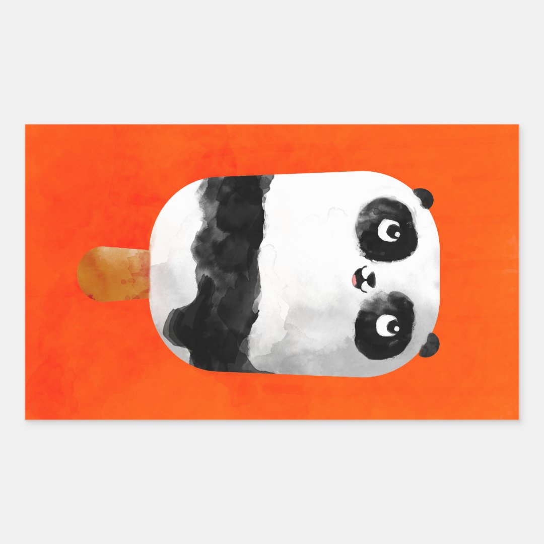 Panda Popsicle Ice Cream Rectangular Sticker | Zazzle