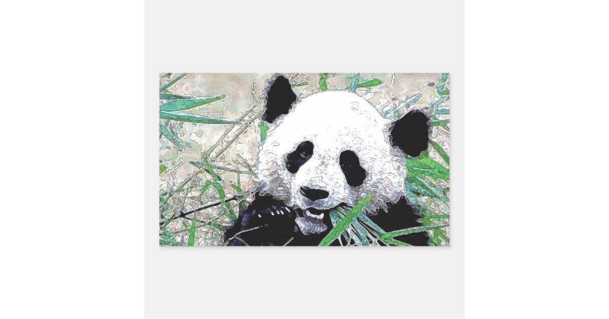 Panda Rectangular Sticker | Zazzle
