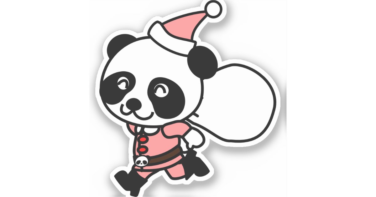 Panda Santa Claus Christmas Sticker | Zazzle