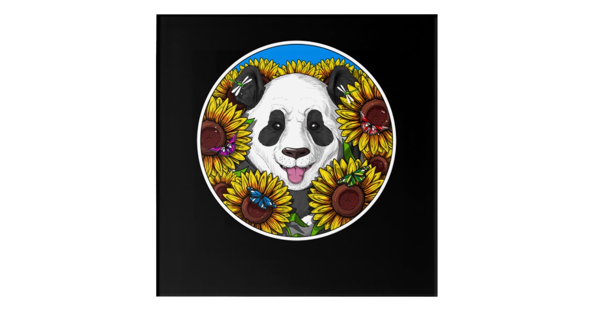 Panda Sunflowers Acrylic Print | Zazzle