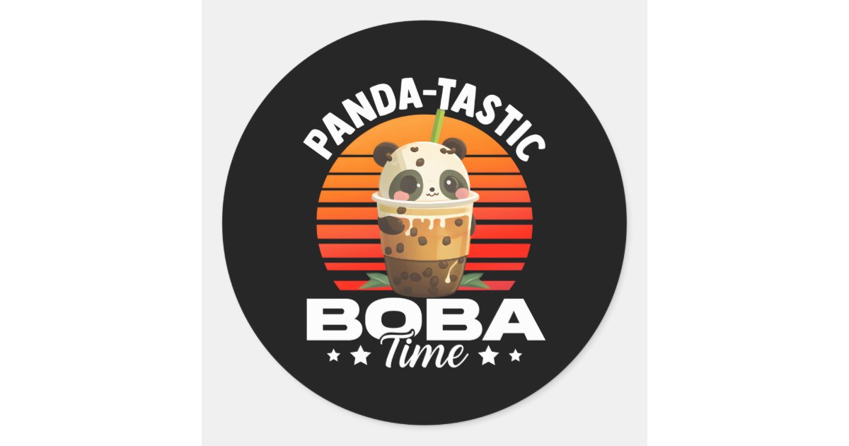 Panda-Tastic Boba Time Panda Bubble Tea Anime Classic Round Sticker ...