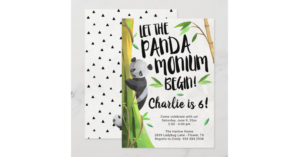 Panda Themed Birthday Party Invitation | Zazzle