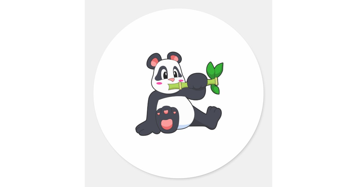Panda with Bamboo Classic Round Sticker | Zazzle
