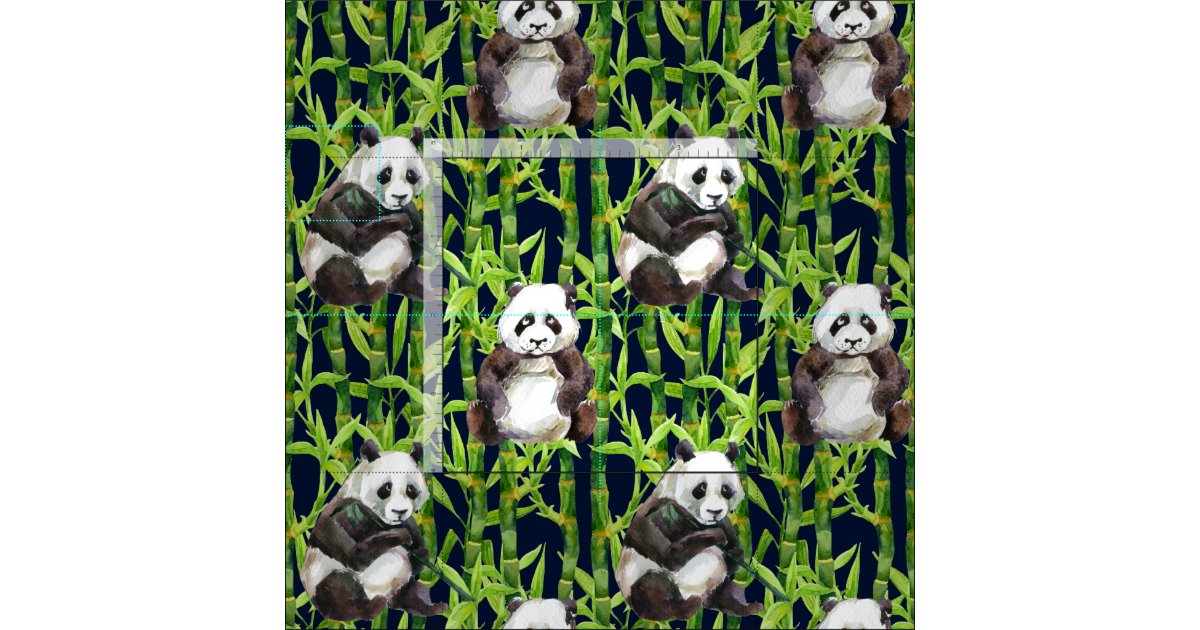 Panda With Bamboo Watercolor Pattern Fabric | Zazzle