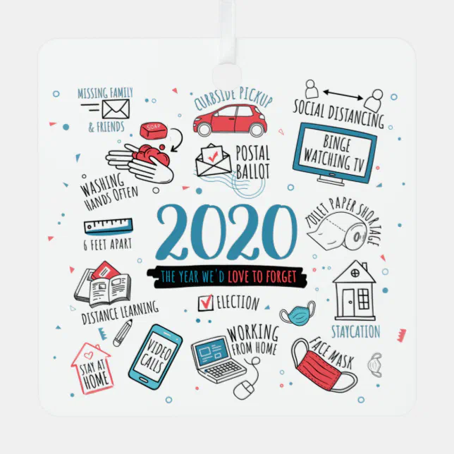 Pandemic Activities Christmas 2020 Commemorative Metal Ornament | Zazzle