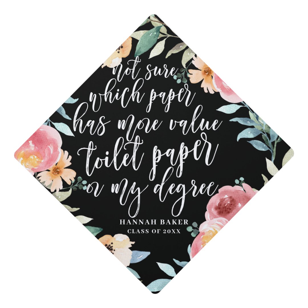 Pandemic Degree | Floral Wreath Custom Monogram Graduation Cap Topper ...