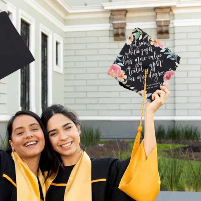 Pandemic Degree | Floral Wreath Custom Monogram Graduation Cap Topper ...