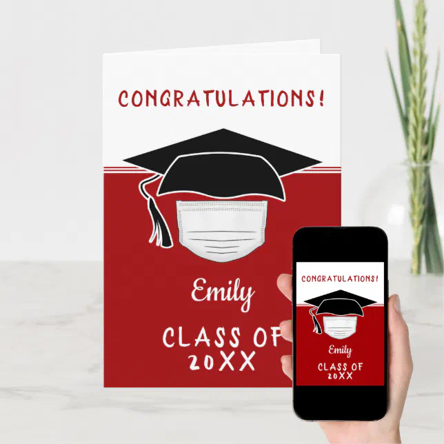 Pandemic Graduate Graduation Hat with Face Mask Card | Zazzle