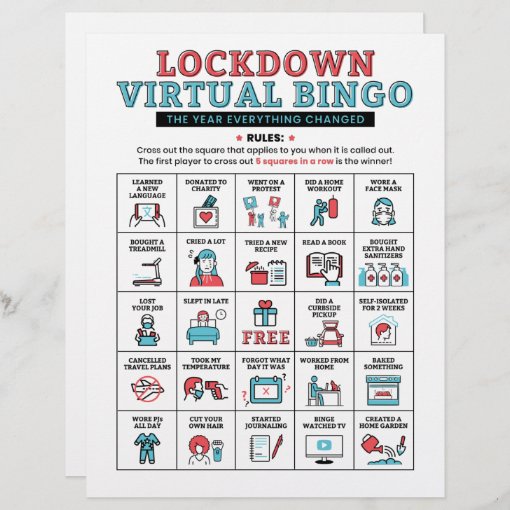 Pandemic Quarantine Bingo Lockdown Activities | Zazzle