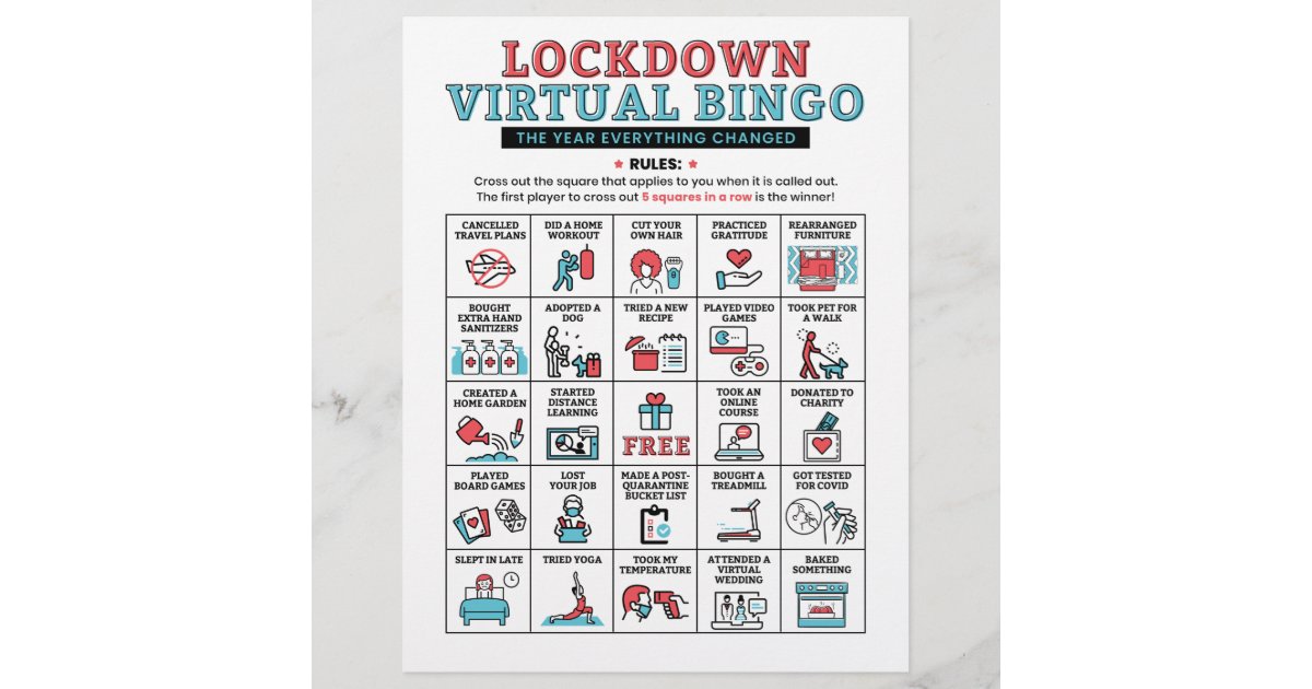 Pandemic Year Quarantine Bingo Lockdown Activities | Zazzle