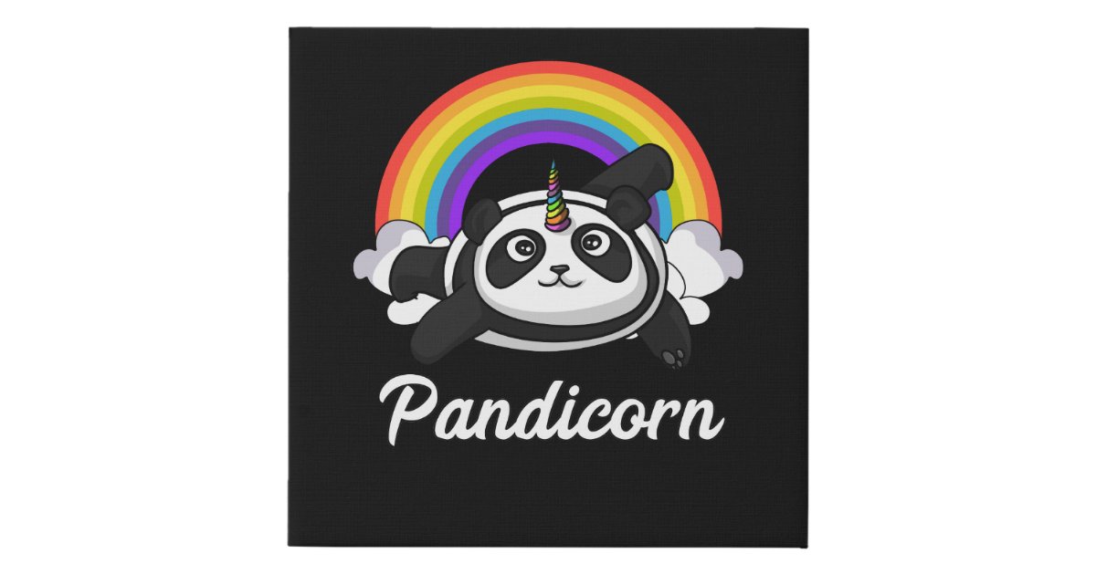 Pandicorn Panda Bear Unicorn Magical Rainbow Faux Canvas Print | Zazzle