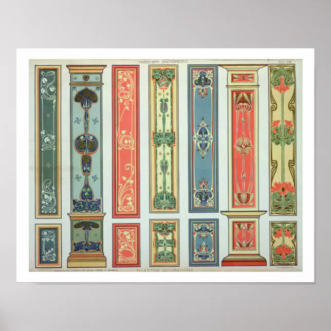 Panel designs, plate XII from 'Modern Ornament' pu Poster | Zazzle