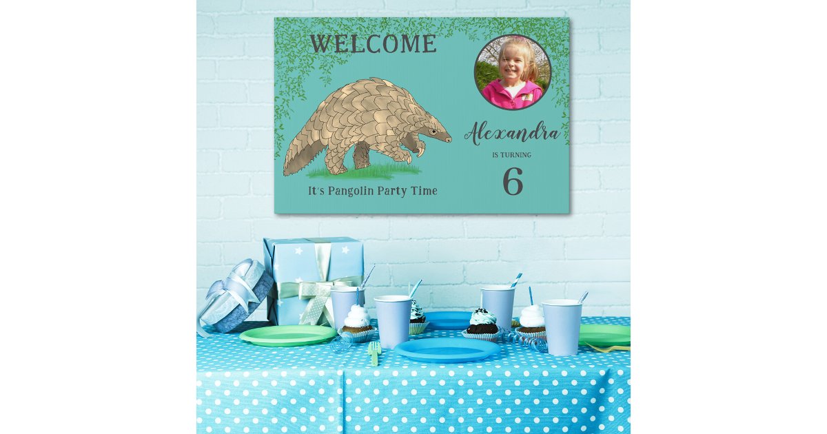 Pangolin Kids Birthday Party Welcome Sign | Zazzle