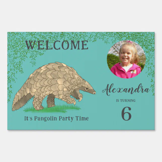 Pangolin Kids Birthday Party Welcome Sign | Zazzle