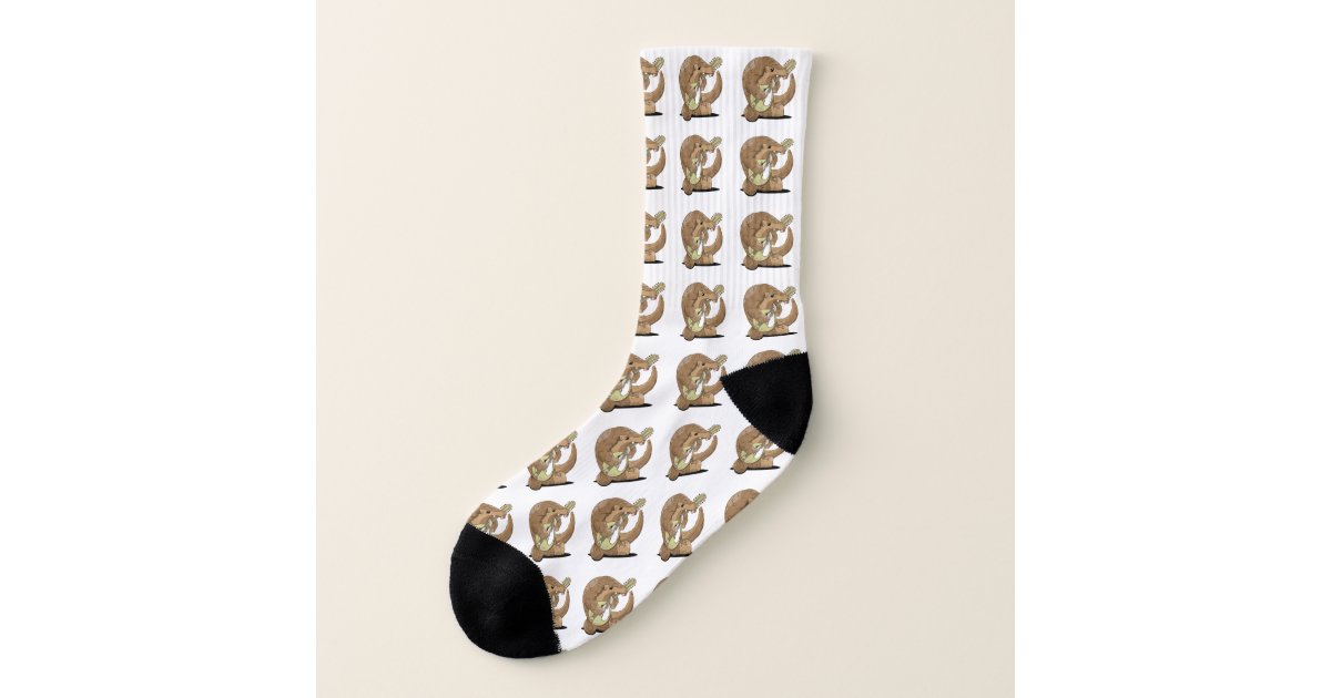 Pangolin playing musical instrument socks | Zazzle