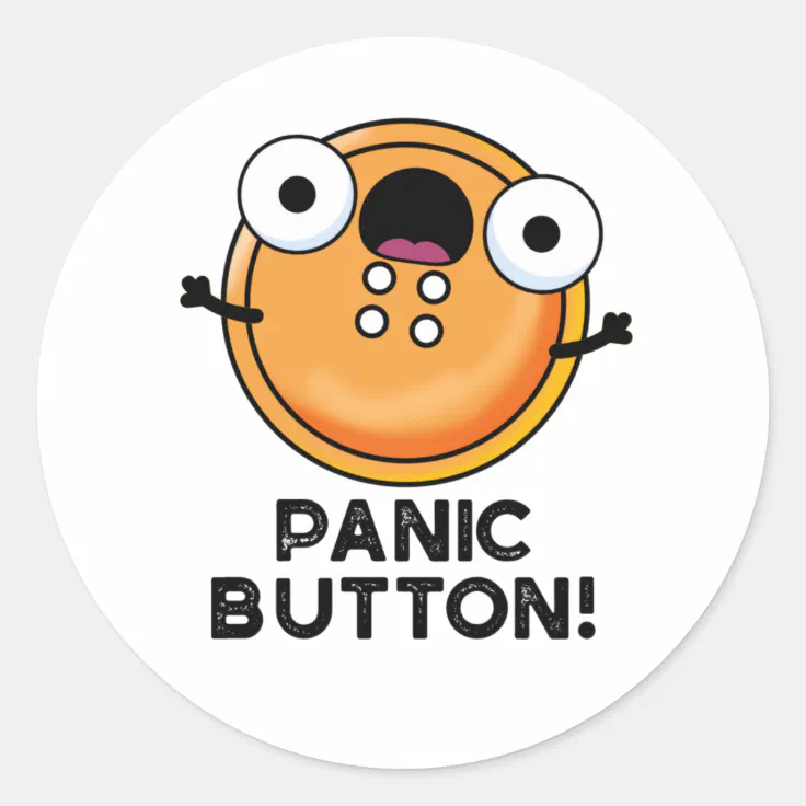 Panic Button Funny Sewing Pun Classic Round Sticker | Zazzle