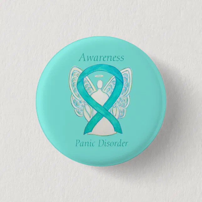 Panic Disorder Awareness Ribbon Angel Custom Pins | Zazzle