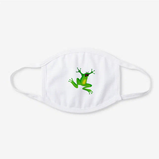 Panic Frog Funny White Cotton Face Mask | Zazzle