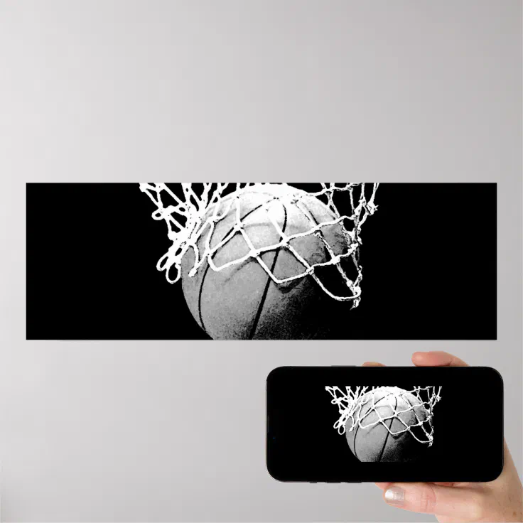 Panoramic Basketball Closeup Poster | Zazzle