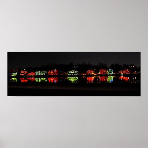 Panoramic photo of Boathouse Row at Christmas Poster | Zazzle