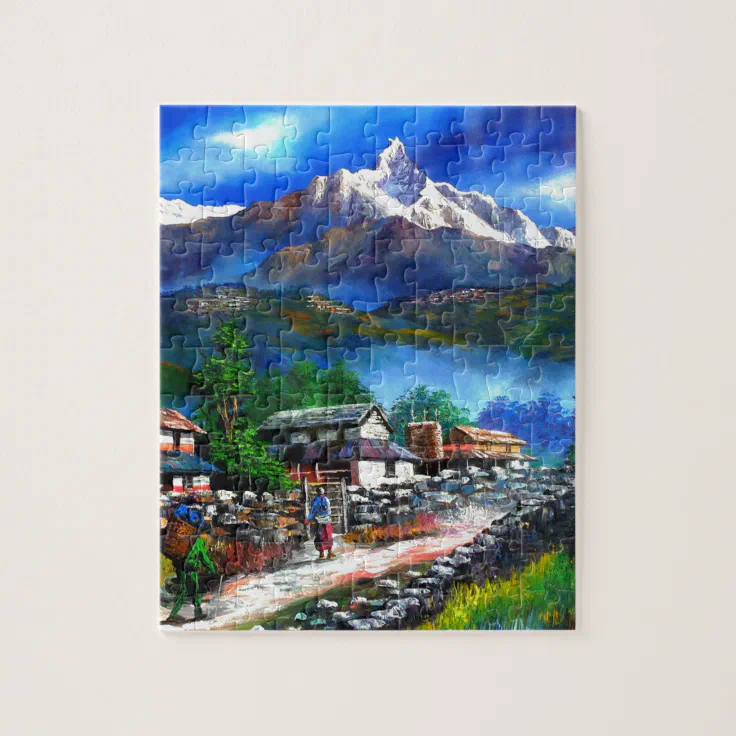 Panoramic View Of Everest Mountain Nepal Jigsaw Puzzle | Zazzle