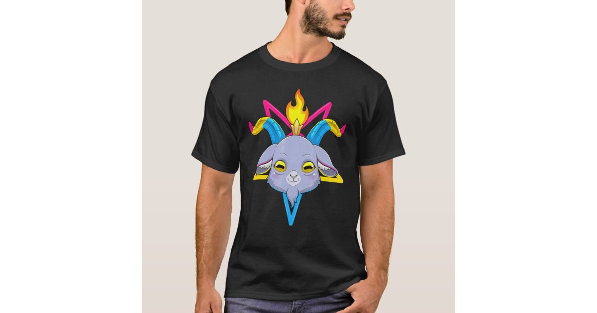Pansexual Baphomet Satan Goat Head Lgbt Pan Pride T-Shirt | Zazzle
