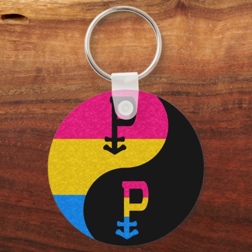 Pansexual Pride Yin and Yang Symbol in Pride Flag Keychain | Zazzle