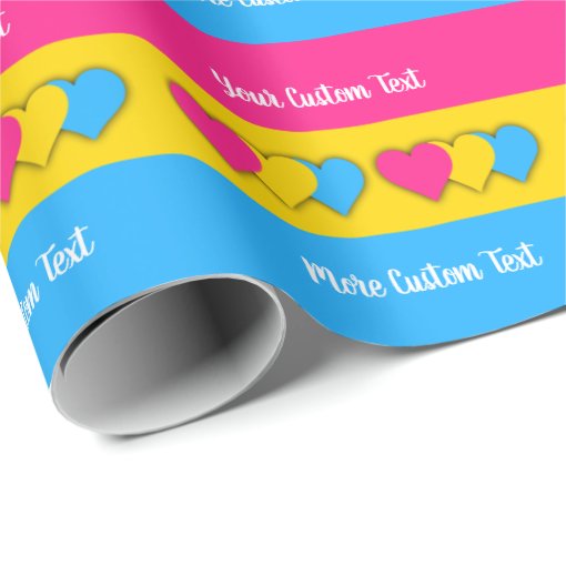 Pansexuality pride flag with text wrapping paper | Zazzle