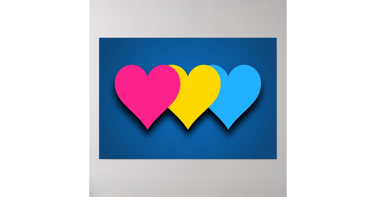 Pansexuality pride hearts Poster | Zazzle