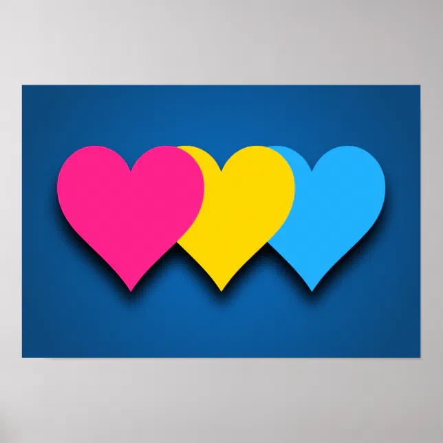 Pansexuality pride hearts Poster | Zazzle