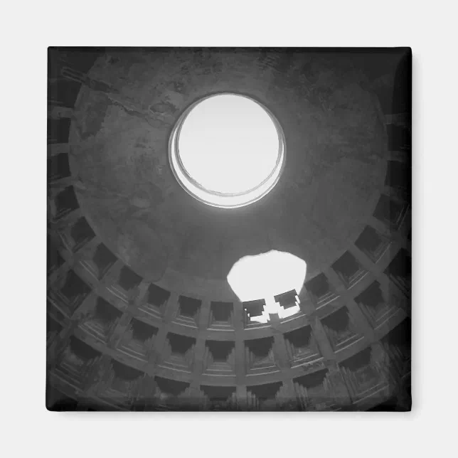 Pantheon Light Skull Rome Italy Black and White Magnet | Zazzle