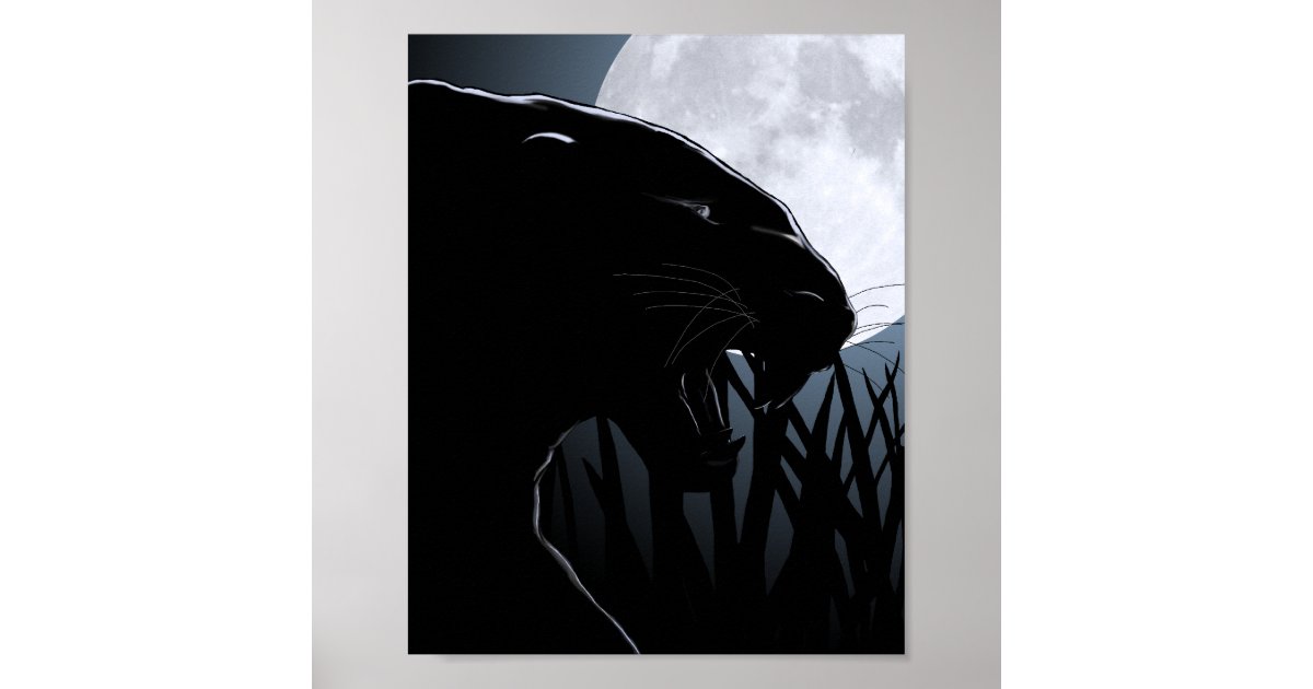Panther and Moon Poster | Zazzle