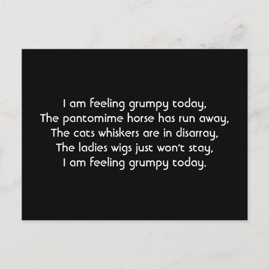 Pantomime. Poem. Black White Postcard | Zazzle.com