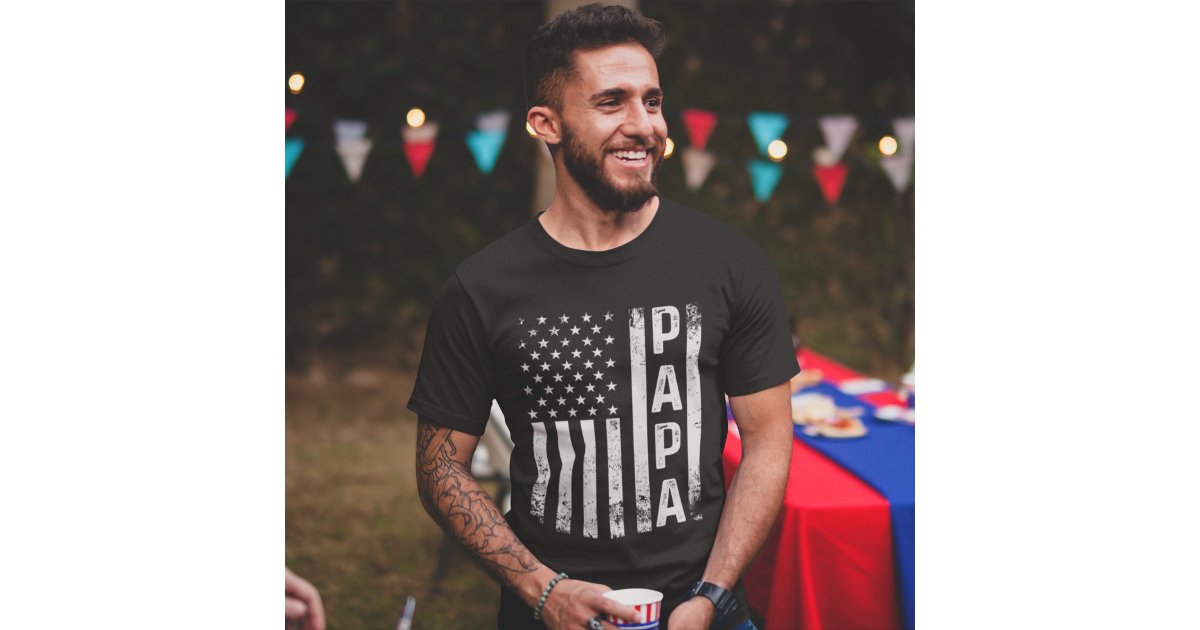 Papa American Flag Us Papa Father's Day T-Shirt | Zazzle