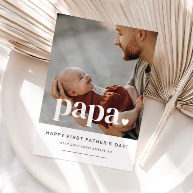 Papa Heart - First Father's Day Photo Card | Zazzle