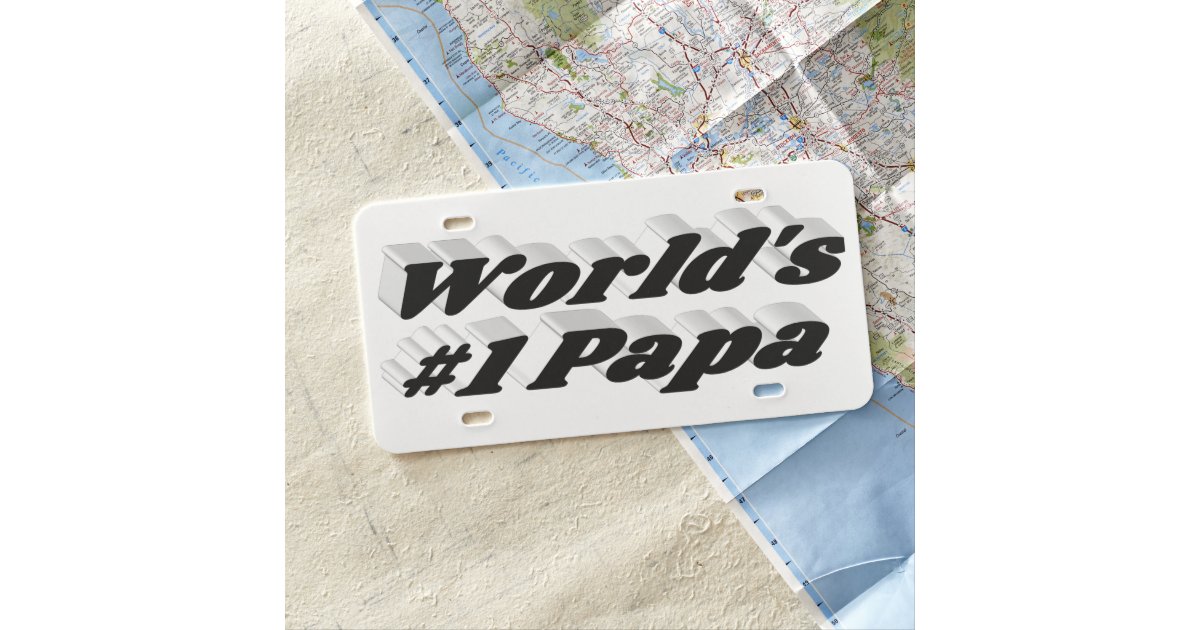 Papa with black text license plate | Zazzle