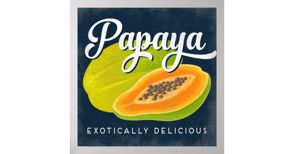 Papaya Vintage Fruit Label Poster | Zazzle